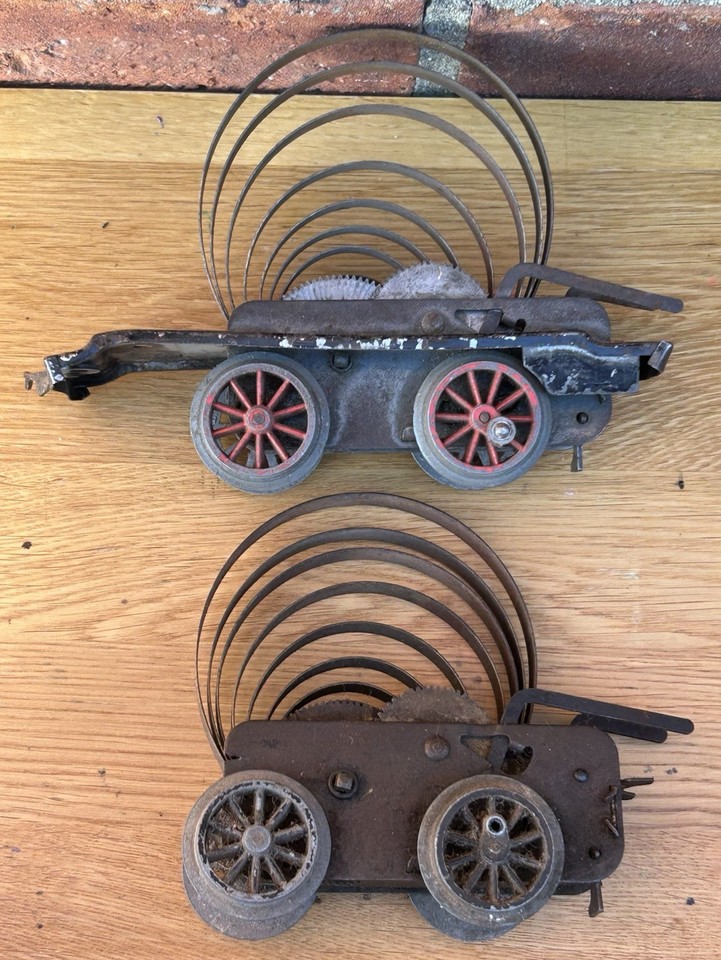 Vintage Original Old Pair 2x Metal Clockwork Wind Up Trains Train ...