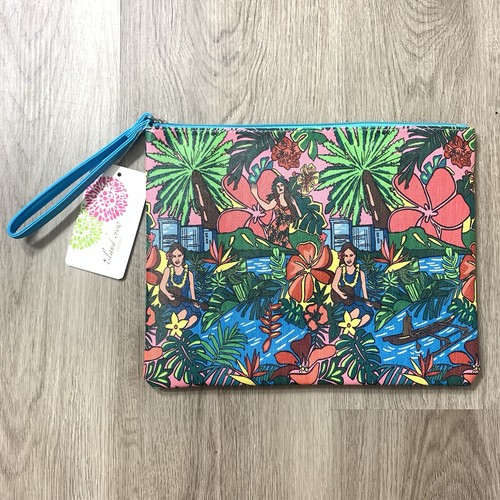 Lialoha Island Crew Hawai’i Large Zip Pouch, 11” x 9”, Tote Bag, Floral ...