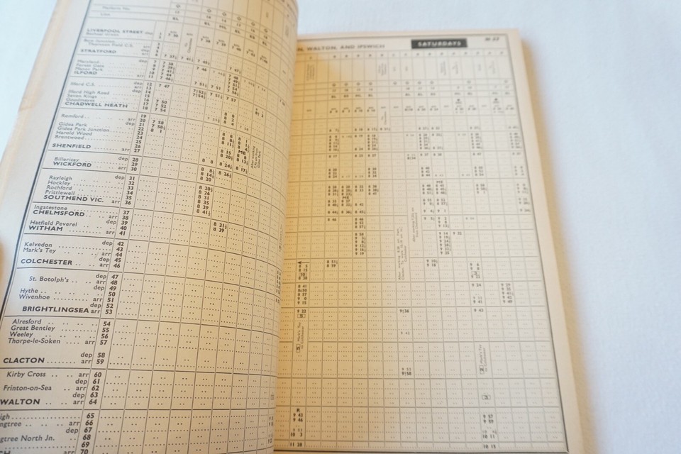 1961 Eastern Region Railway Working Timetable Section N Ipswich | eBay UK