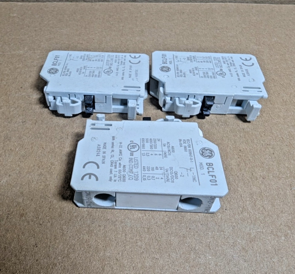 General Electric BCLF01 Auxiliary Contact Block, 1 NC, 10A, Front Mnt ...