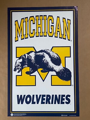 Michigan Wolverines Vintage Poster 1992 Pinup Print Sports Mascot NCAA ...