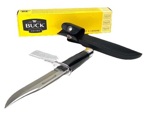 BUCK 119 FIXED BLADE KNIFE WITH LEATHER SHEATH - NIB | eBay