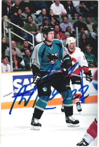 Matt Carkner Autographed 4x6 Color Photo San Jose Sharks #43 Blue B | eBay