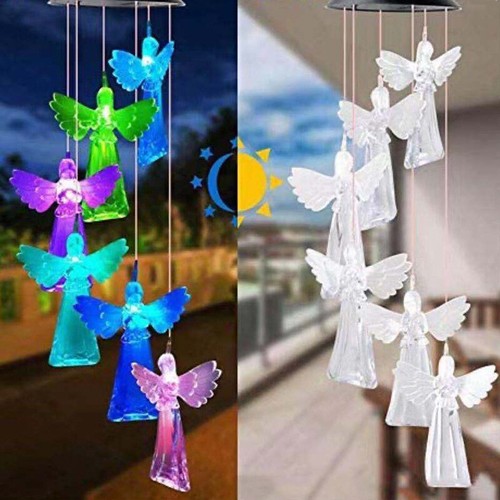 Solar Wind Chimes Lights LED Angels Color Changing Garden Lawn Hanging Lamp Deco | eBay
