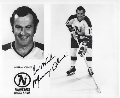 Murray Oliver Autographed Signed 8x10 RARE North Stars Press Photo NHL ...