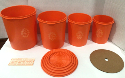 Vintage Servalier Tupperware Canisters Set of 4 Orange | eBay