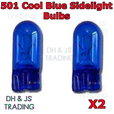 2 x 501 Cool Blue Sidelight Bulbs 12v 5w Capless Car Auto Side Light ...
