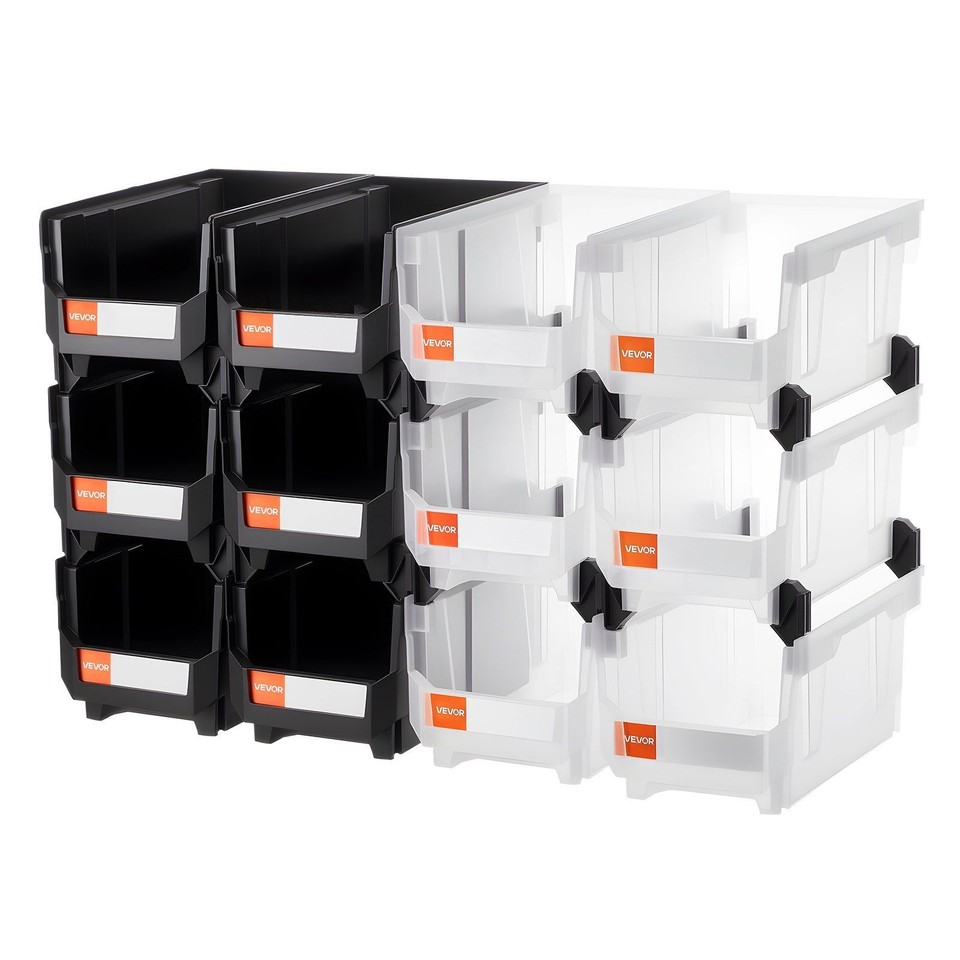 Compact 14.8x8.5x7.1in 12-Pack Stackable Storage Bins Easy-Clean ...