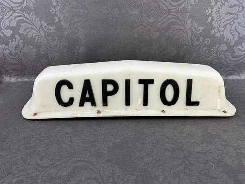 VINTAGE TAXI ROOF TOP Capitol Cab Car Top 24” Ad Sign Advertising | eBay