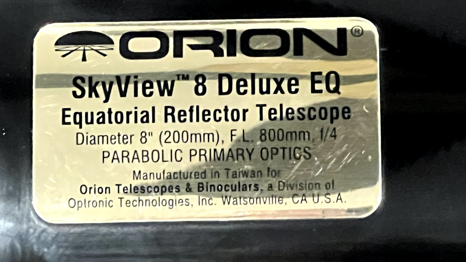 Orion SkyView 8 Deluxe EQ Reflecting Telescope | eBay
