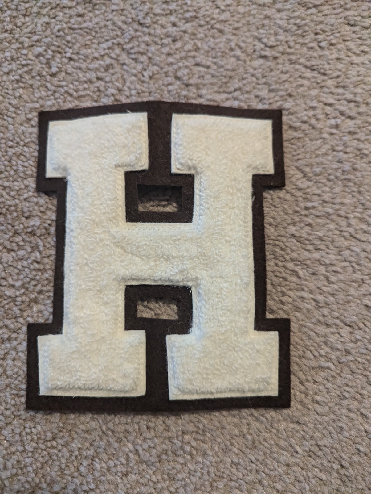 Vintage Letterman Jacket Patch LETTER H Brown White - Gem