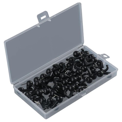 50 Pieces Metal Push Pin Black Wall Hooks Durable Hangers Home Office ...