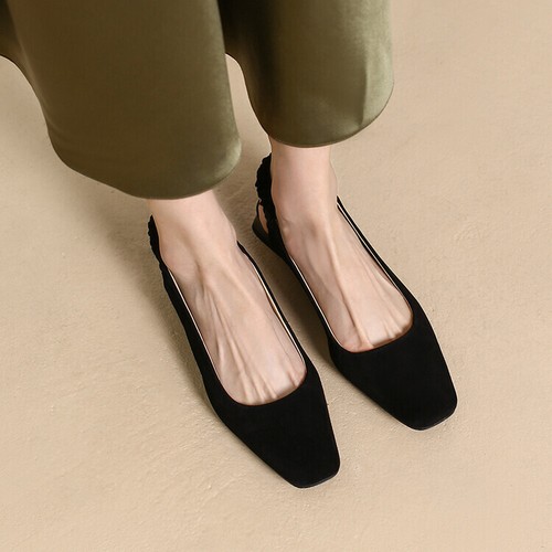 Ladies Sandals Fashion Square Toe Block Low Heels Slingback Pump Work ...