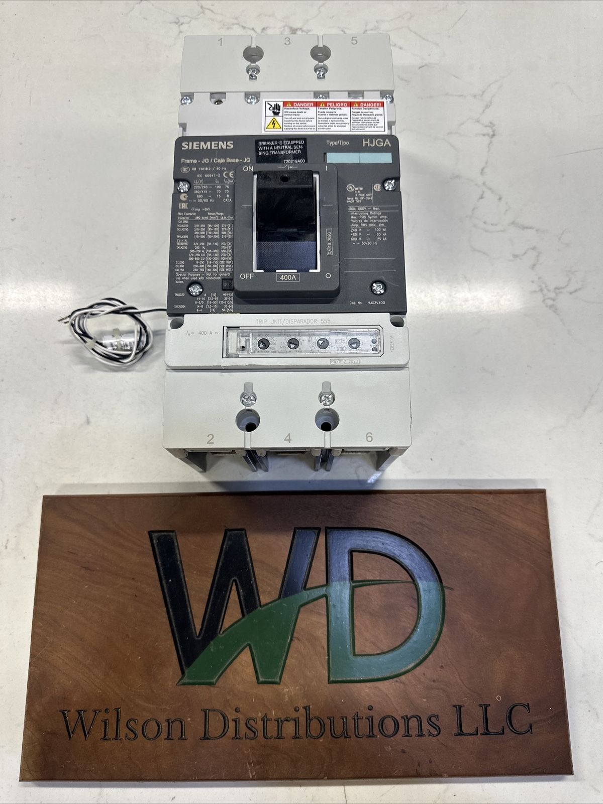 Siemens 400 Amp 600V Breaker HJX3V400 Neutral Sensing Transformer HJGA ...