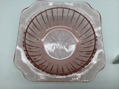 Depression Glass Pink 9" Large Square Bowl Pattern Adam by Jeanette ...
