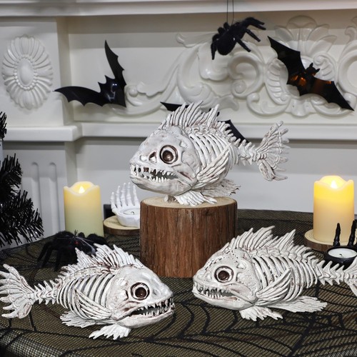 3 Pack Skeleton Fish Halloween Decor, Animals Skeleton Decorations ...