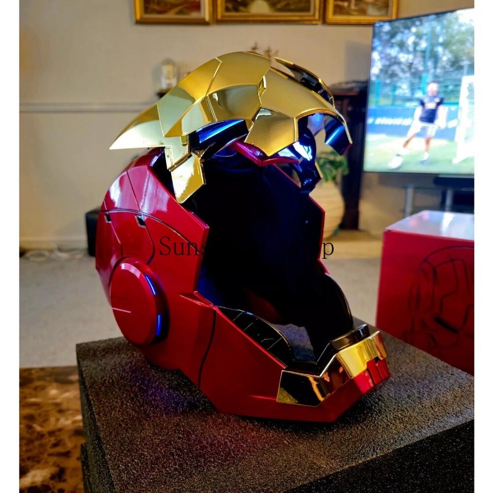 Autoking Iron Man Gold MK5 Helmet Electronic Voice Activated Open&Close ...