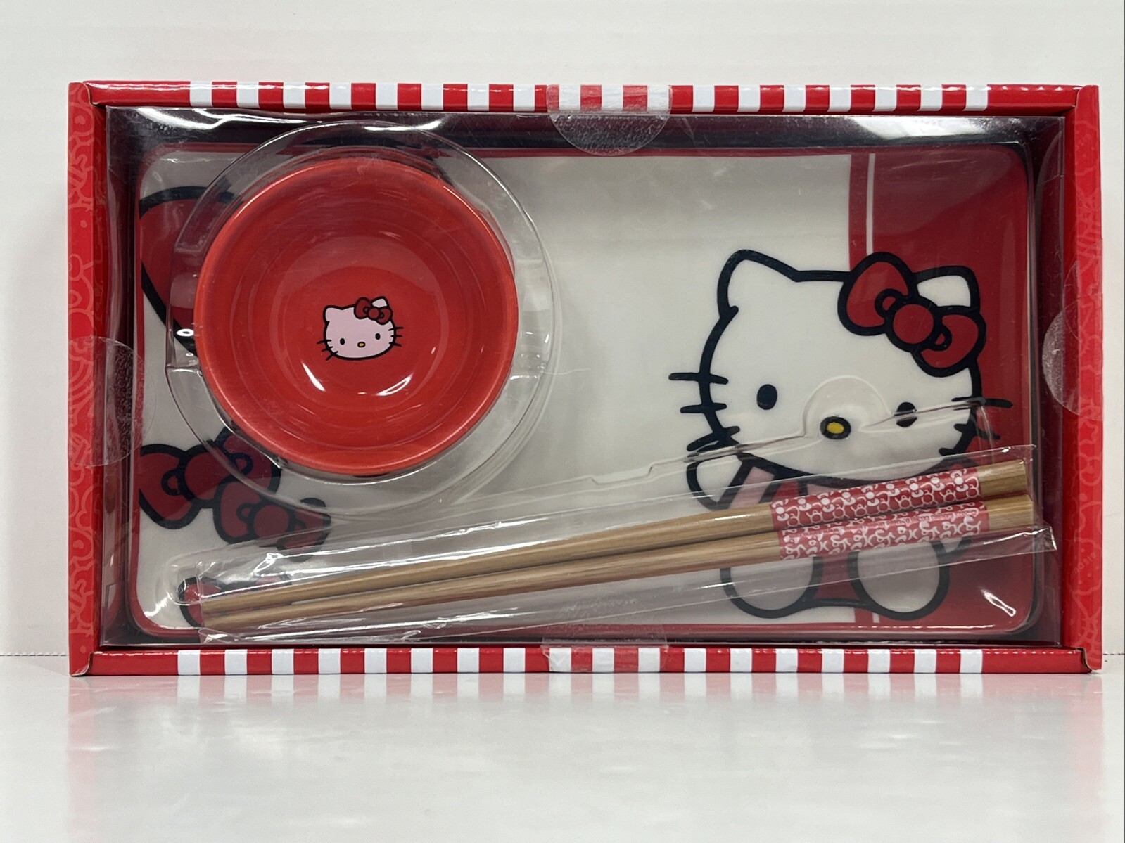 Hello Kitty Ceramic Sushi Plate Set with Chop Sticks Red by Sanrio | eBay