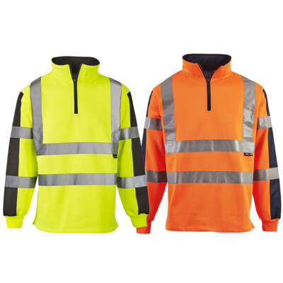 HI VIS VIZ TWO TONE RUGBY SHIRT HIGH VISIBILITY SWEATSHIRT SAFETY ...