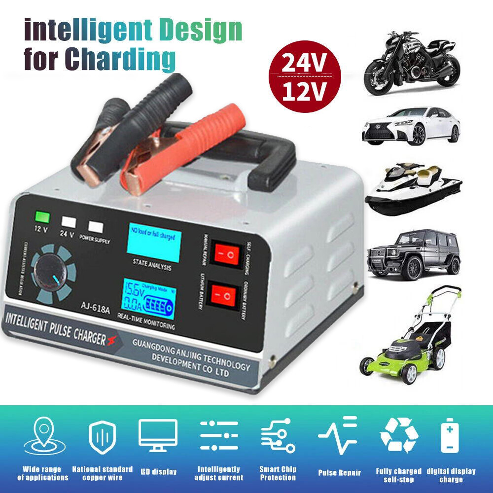 12V/24V 400W Heavy Duty Car Truck Battery Charger Intelligent Pulse ...