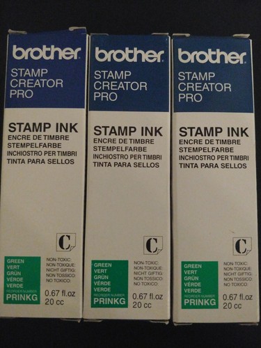 New 4 BROTHER Stamp Creator Pro Ink REFILLS GREEN 0.67 fl oz 20cc each ...