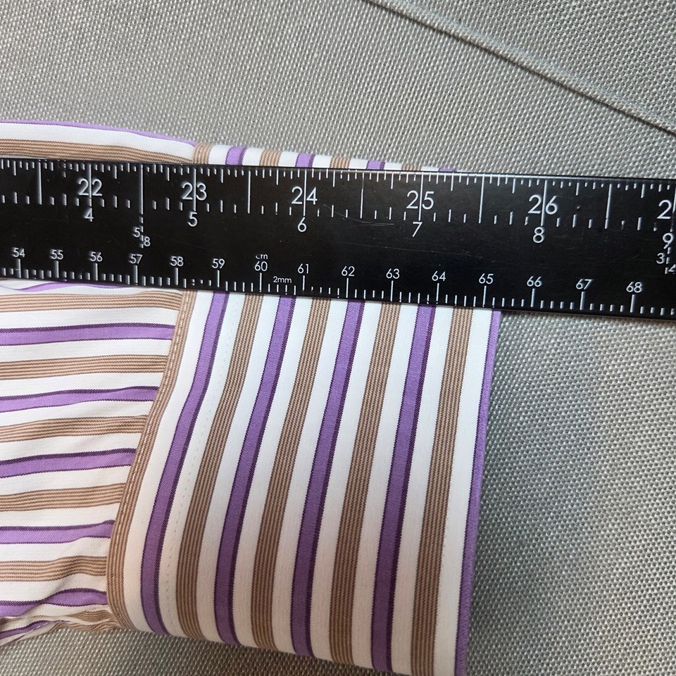 Peter Millar XL Stripe Button Down Shirt Purple Brown Cotton Long ...