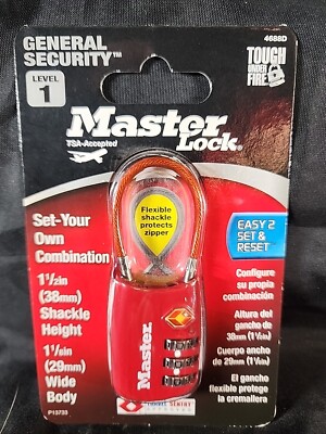 Master Lock General Security Level 1-TSA Accepted Cable Lock #4688D. Xx ...