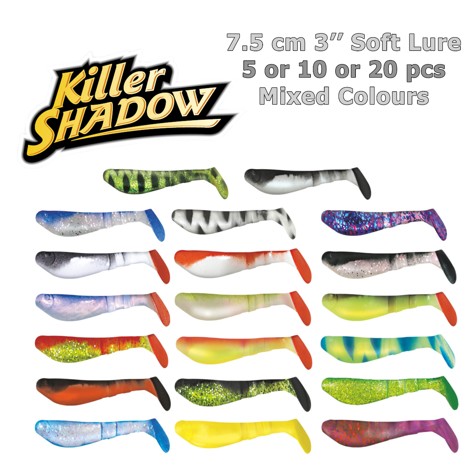 Soft Lures Set 7.5cm Pike Perch Fishing Flexi Jig Head Offset Hook Bait ...