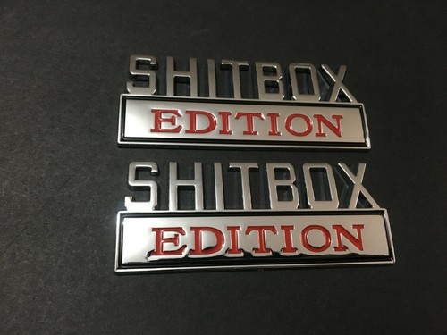 2pcs Chrome Black & Red SHITBOX EDITION Parts Emblem Badges Fits Truck ...