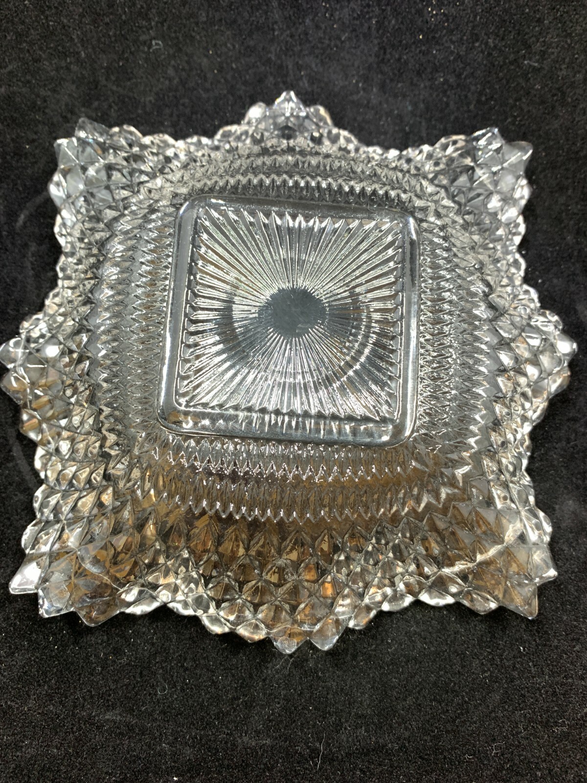 Vintage Indiana Glass Diamond point square mint dish diamond point ...