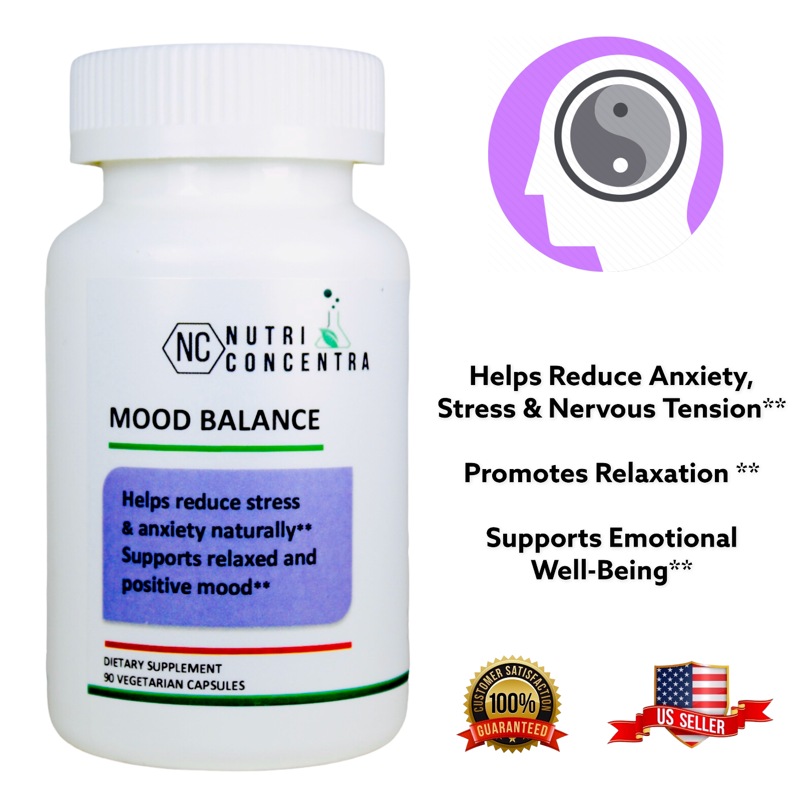 Anxiety Relief, Insomnia Control, Herbs Extract and Compounds, 90 Caps ...
