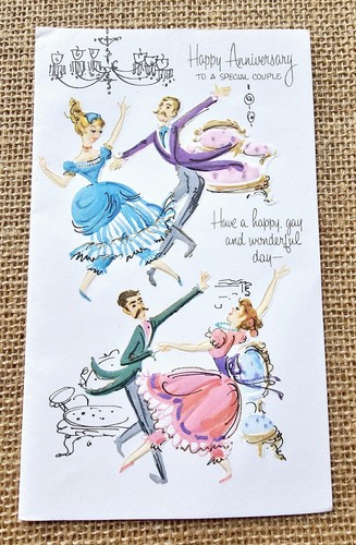 Vintage 1940 1950s Unused Happy Anniversary Card Couple Dancing | eBay