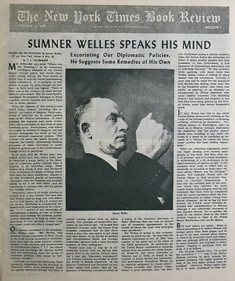 SUMNER WELLES - WHERE ARE WE HEADING 1946 October 13 NY Times Book ...