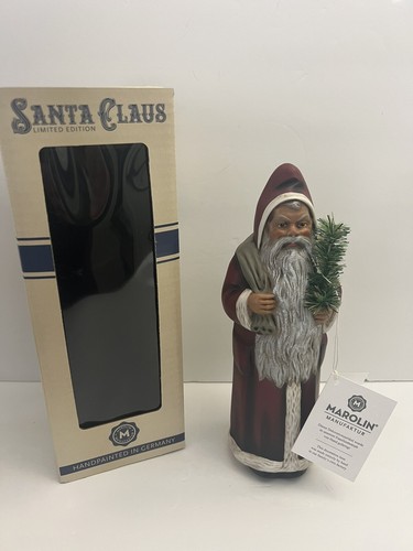 NEW NIB Limited Edition 10.5" MAROLIN Santa w/ Tree Paper Mache made in ...