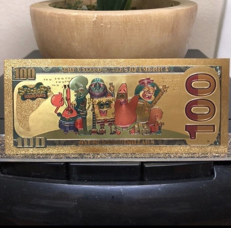 24k gold foil plated Mr. Krabs banknote SpongeBob Square Pants ...