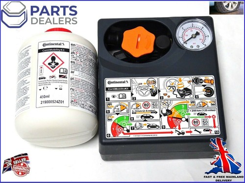 TYRE REPAIR KIT FOR LAND ROVER JAGUAR VOLVO GENUINE CONTINENTAL PUMP ...