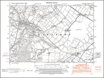 Hawarden, old map Flintshire 1948: 14NE repro Wales | eBay