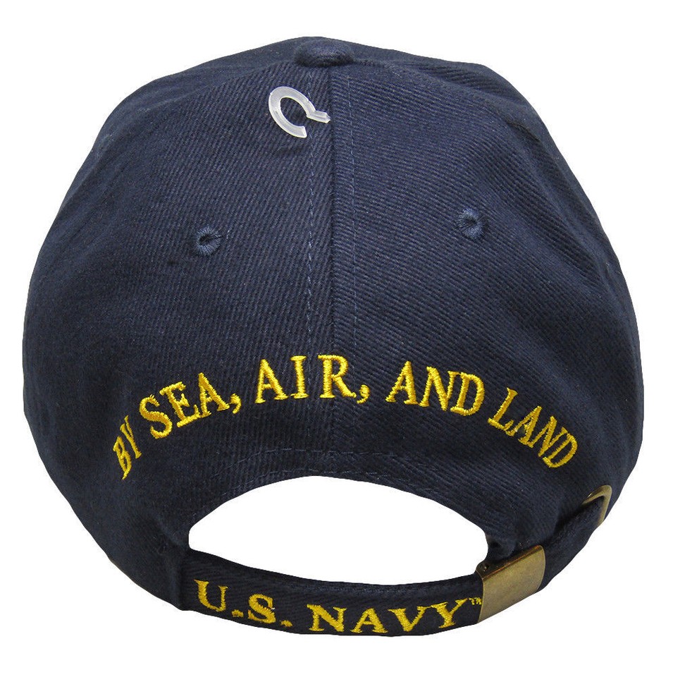 U.S. Navy USN By Sea, Air & Land Dark Navy Blue Embroidered Cap Hat ...