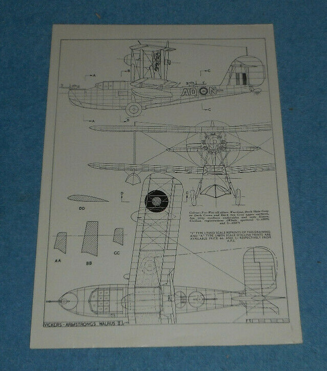 Supermarine Walrus II Aircraft History Sheet Scale Model Diagram ...