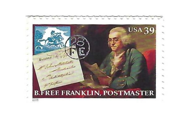 STAMP US SCOTT 4024 "Benjamin Franklin (1706-90), Postmaster" 39 CENTS ...