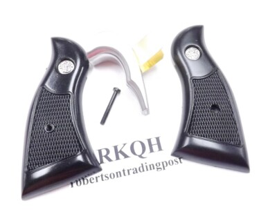 Black Horn Grips + T Grip Adapter fit S&W K L Square 10 15 19 64 66 686 ...