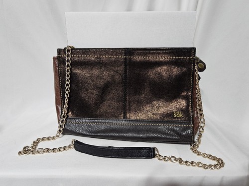 THE SAK dark copper genuine leather gold color chain handbag | eBay
