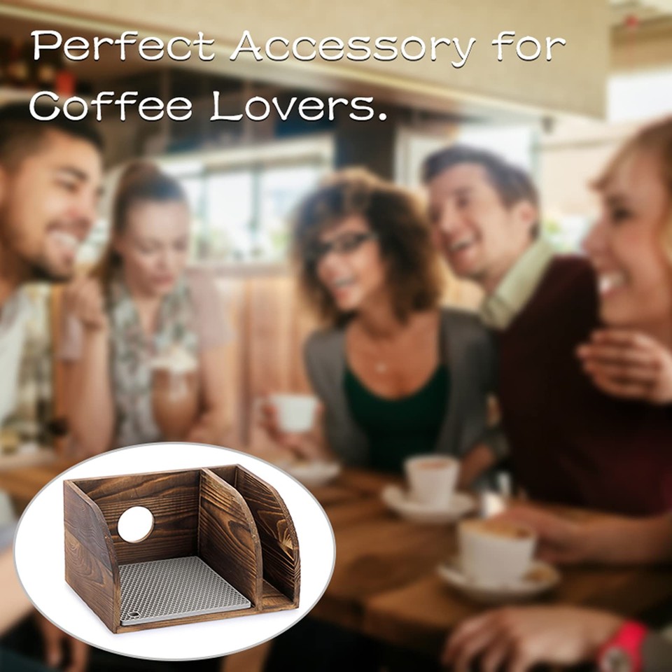 Vintage Wood Coffee Organizer Stand, Compatible with Chemex Coffee ...