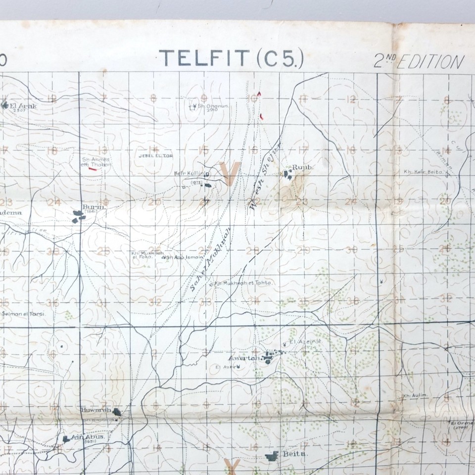 WW1 1918 Secret TRENCH MAP TELFIT Palestine Arabia British Army ...