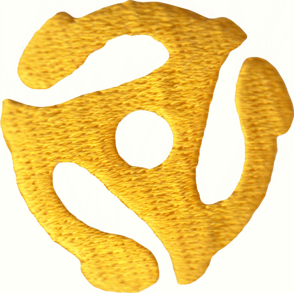 Patch - 1.5" Yellow 45 RPM Record Adapter Insert Embroidered Sew Iron ...