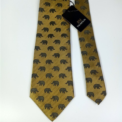 Jim Thompson Silk Tie Elephants Designer Gold Made in Thailand | eBay