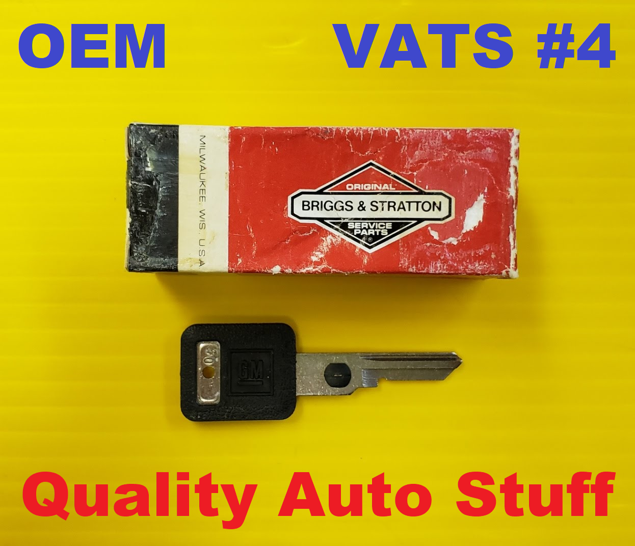OEM NEW GM Single Sided VATS Chip Key #4 With Original Briggs ...