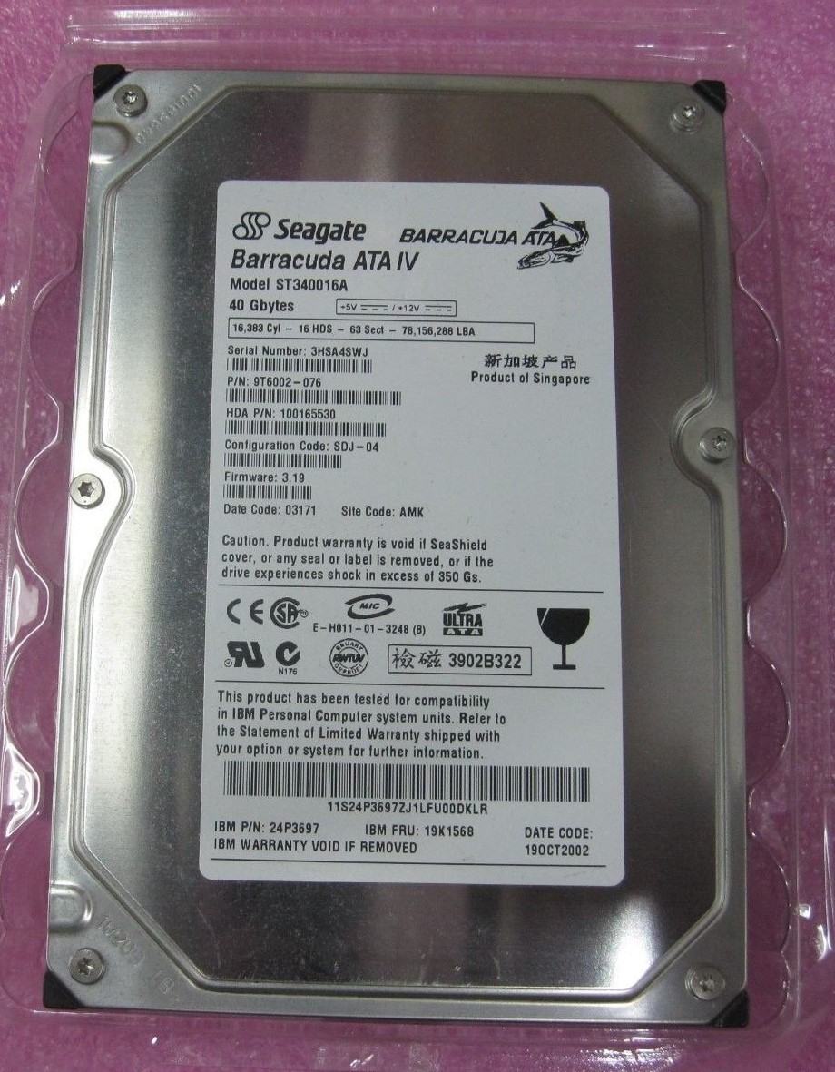 Seagate 40GB IDE Barracuda ATA IV ST340016A Ultra ATA 3.5" Hard Disk ...