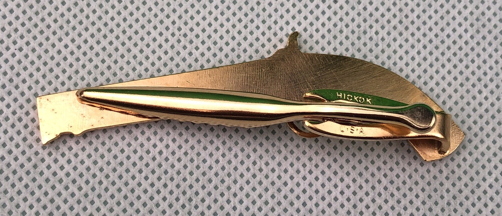 Hickok Flintlock Pistol Shaped Goldtone Tie Clasp Vintage Collectable ...