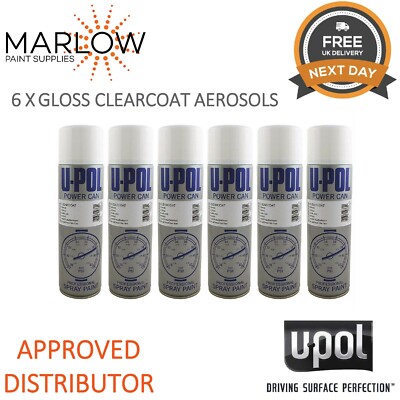 6 X U-POL POWER CAN AEROSOLS 500ML UPOL SPRAY PAINT RATTLE CANS - GLOSS ...